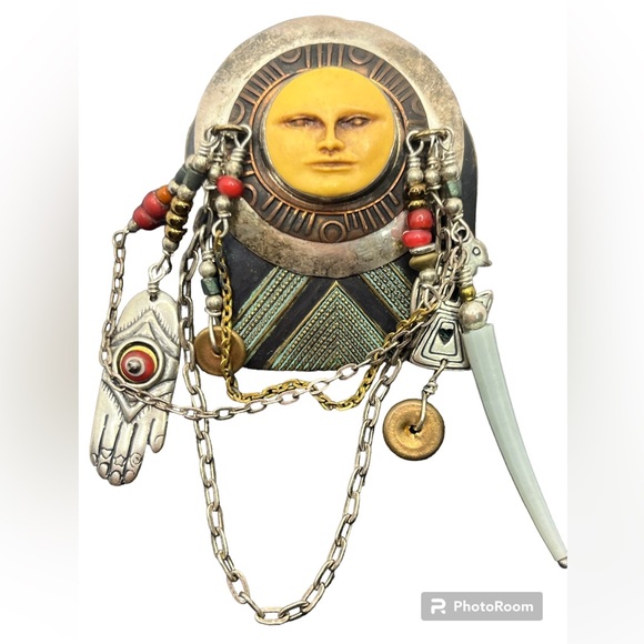 tabra | Jewelry | Vintage Tabra Tribal Carved Moon God Face Brooch Pin ...